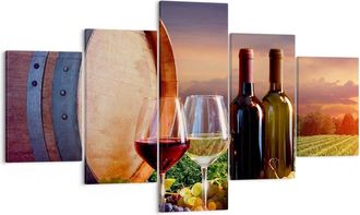 Arttor Mehrteilige Bilder auf Leinwand Wein Weinberg Sommer Leinwandbild 125x70cm Wandbilder Dekoration Wohnzimmer Schlafzimmer Set 5 teilige Klein Wanddeko 