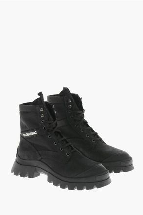 Dsquared2 Solid Color Combat Boots with Contrasting Logo size 43