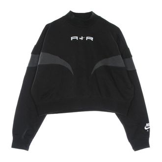 Nike Femme, Sweatshirts et sweats à capuche, Noir, Taille: 42 FR Sweat à Col Haut Court Noir/Gris/Blanc
