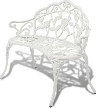 vidaXL Banc de Jardin Aluminium coul&eacute; Blanc Meuble si&egrave;ge Parc terrasse Balcon