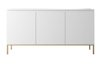 Selsey Kommode Schrank Aufbewahrungsschrank 150 cm 3 T&uuml;ren 6 F&auml;cher Wei&szlig; Goldene Beine Bemmi