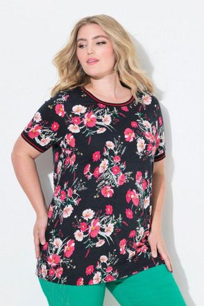 Miamoda T-Shirt T-Shirt Blumenmuster Streifenb&uuml;ndchen Halbarm