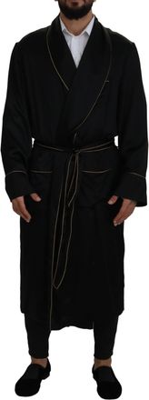 Dolce & Gabbana Seidenrobe mit goldener Paspelierung