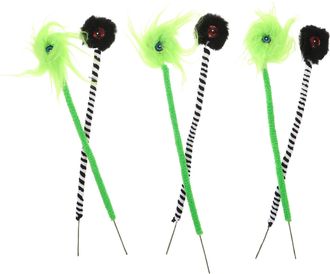 Valiclud Ciieeo 6 St&uuml;ck Halloween Pflanzendeko mit Gr&uuml;nem und Schwarz-wei&szlig; Gestreiftem Pl&uuml;sch-Auge Kuschelige Spiralstiele Vielseitige DIY-deko f&uuml;r Halloween-k