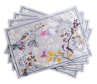 Maison d'Hermine Equinoxe Lot de 4 Sets de Table 100% Coton pour Table &agrave; Manger, Cuisine, Mariage, Usage Quotidien, d&icirc;ners, f&ecirc;tes de Thanksgiving, No&euml;l (Grey, 33cm x 4