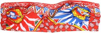 Dolce & Gabbana Femme, Maillots de bain, Multicolore, Taille: 38 FR Carretto Bandeau Top