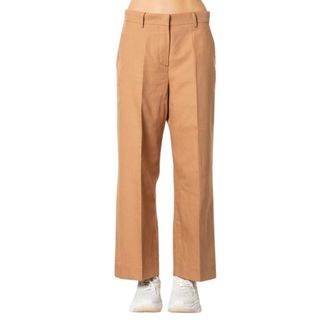Max Mara Femme, Pantalons, Brun, Taille: 40 FR Pantalon en coton et lin Rose du d&eacute;sert