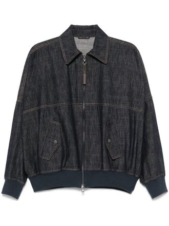 Brunello Cucinelli veste bomber en jean - Bleu