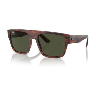 Ray-Ban unisex, Accessoires, Brun, Taille: 57 MM Lunettes de soleil carrées classiques avec verres verts