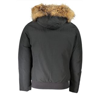 Woolrich Gray Cotton Men Jacket With Hood And Removable Fur Clothing