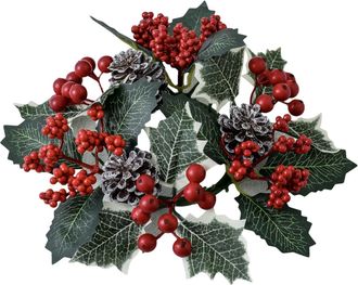 Generic Weihnachtskerzenringe - Feiertagskerzenkränze, festlicher Tischaufsatz | Weihnachten künstliche rote Beeren Tannenzapfen Küchenschrank Kränze, Weihnac