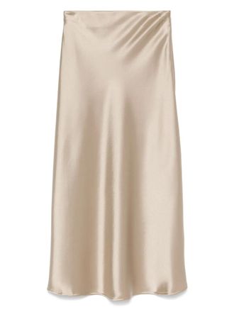 Galvan jupe en satin &agrave; coupe mi-longue - Tons neutres