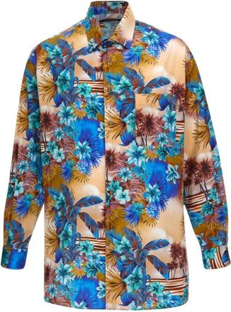 Roberto Cavalli Homme, Chemises, Multicolore, Taille: L Hawaii Print Shirt