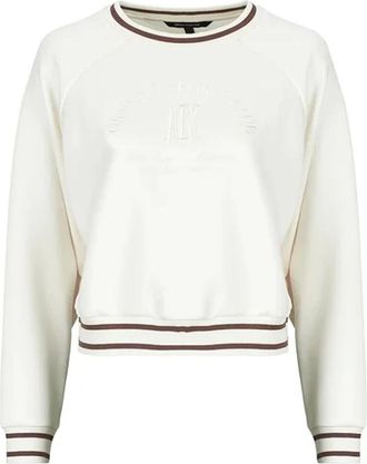 A|X Armani Exchange Femme, Sweatshirts et sweats &agrave; capuche, Blanc, Taille: 36 FR SweaT-shirt ras du cou style universitaire avec logo et profils