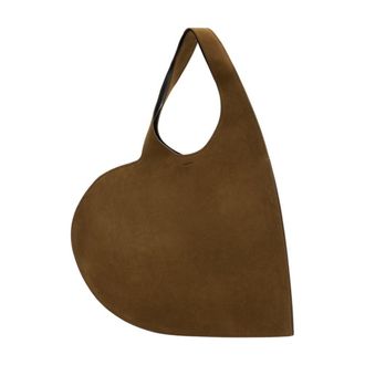 Coperni Womens Double Heart Shoulder Bag Brown Calfskin