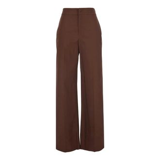 Twinset Femme, Pantalons, Brun, Taille: 38 FR Pantalon Large en Coton Stretch