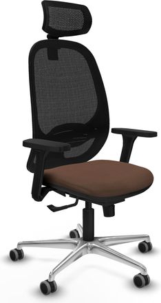 Piqueras y Crespo Callcenter-St&uuml;hle mit 3D-Armen, h&ouml;henverstellbarer Lendenwirbelst&uuml;tze und h&ouml;henverstellbarem Kopfteil, Schwarz / Dunkelbraun