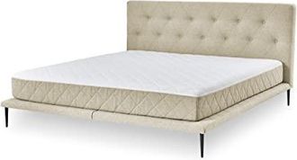 Atlantic Home Collection Designbett Palm 160 x 200 cm, Plattformbett mit 7-Zonen TFK-Matratze, Creme, 160/200 cm