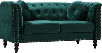 Vente-Unique Sofa 2-Sitzer - Samt - Gr&uuml;n - Turner