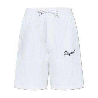 Dsquared2 Homme, Shorts, Blanc, Taille: 3XL Cotton Shorts with Embroidered Logo