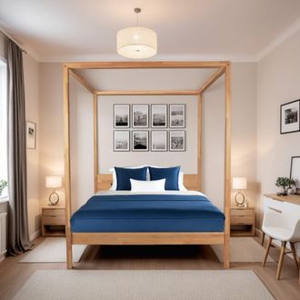 Weber Industries Doppelbett mit Baldachin, Romance, 160 x 200 cm, massives Buchenholz, &Ouml;l