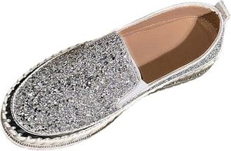 Generic Mocassins Femme Chaussures De Marche À Paillettes Plateforme sans Lacets Chaussures de Bateau Basses Antidérapant léger Confortable Tendances Sneakers