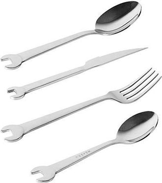 Generic Vaisselle créative en acier inoxydable 304 en forme de clé à molette, cuillère, coupe, steak, clé à molette, couverts, fruits, desserts, thé, pique-ni