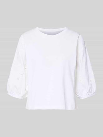 Marc Cain T-Shirt mit 3/4-Arm und Lochstickerei