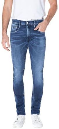 Replay Herren Jeans Anbass Slim-Fit Hyperflex White Shades mit Stretch, Medium Blue 009 (Blau), 33W / 30L