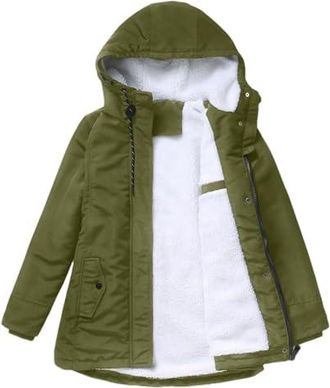 Generic Veste dhiver chaude &agrave; capuche courte pour femme - Parka dhiver doubl&eacute;e en polaire - Parka dhiver &agrave; manches longues avec fermeture &eacute;clair - Parka &eacute;pais