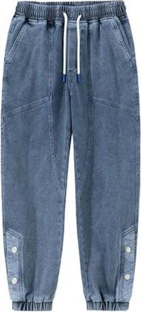 Generic Jean Homme Jeans Homme Week-End/Voyage Jean Broderie Grande Taille Ceinture Coulissante - Pantalon Workwear D&eacute;contract&eacute; Confortable pour Homme Corpule