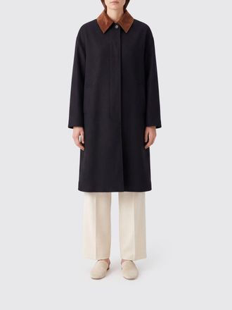 R&oacute;he Manteau long droit en m&eacute;lange de laine vierge avec col en velours