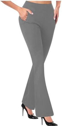 Generic Nuoke Pantalon Fluide Femme &eacute;t&eacute;,Womens Stretchy Straight Dress Pants with Pockets Tall Petite Regular for Work Business Short De Bain Adolescent (GY2,