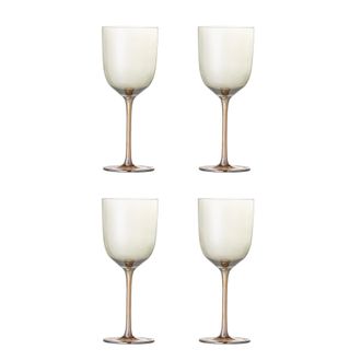 Bloomingville Aston Weinglas, Bronze, Glas, T8xH21,5 cm, 4er-Set, 350 ml