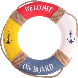 Pretyzoom 50cm Deko Rettungsring Schaumstoff Vintage Retro Schwimmkreis Welcome on Board Reifen Dekoration Deko zum Aufhängen für Bar Fenster Hintergrund Wandde