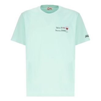 Saint Barth Gr&uuml;nes Baumwoll-T-Shirt mit Stickerei - - Tops - Herren - Gr&uuml;n - L