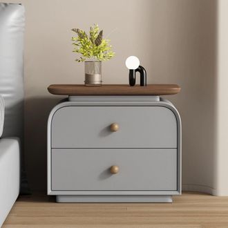 Generic Nachttisch Aus Holz, Moderner Nachttisch Mit Doppelschubladen Und Leiser Gleitschiene, Massivholz for Schreibtischlampe, Dekorationen, Mobiltelefon