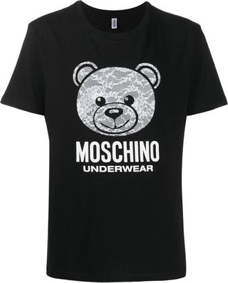 Moschino Homme, Tops, Noir, Taille: XL Teddy Logo T-Shirt