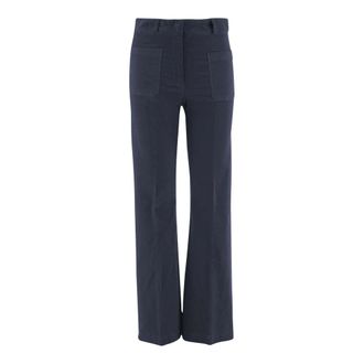 Ql2 Quelledue Nina67 Stretch Cotton Velvet Hose - - Trousers - Damen - Blau - M