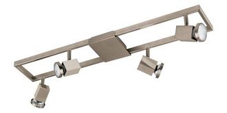 Eglo LED Plafonnier Zeraco, lampe de plafond 4 feux, projecteurs en m&eacute;tal et plastique, lampe de salon nickel mat, spots avec ampoules GU10, lumi&egrave;re blanc 