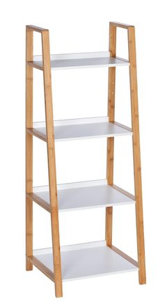 WENKO Regal Finja aus Bambus mit 4 Etagen - Badregal, Wohnregal, Bambus, 43 x 112 x 36 cm, Braun, 112 x 36 x 43 cm