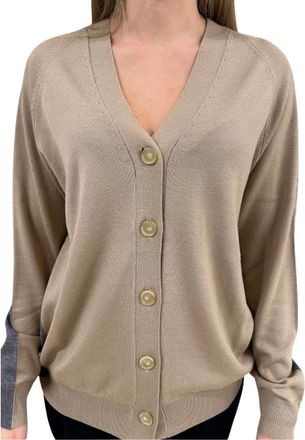 Erika Cavallini Semi Couture Femme, Pulls, Beige, Taille: 40 FR Bicolour Cardigan