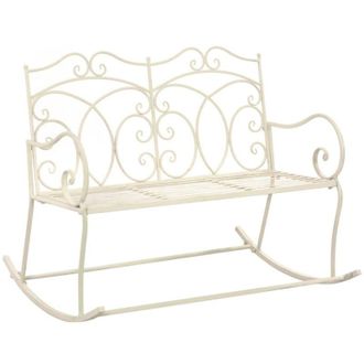 vidaXL Vidaxl - Banc de jardin 104 cm - Fer forg&eacute; blanc antique - Largeur 99 cm - Hauteur 89 cm - Si&egrave;ge &agrave; bascule confortable