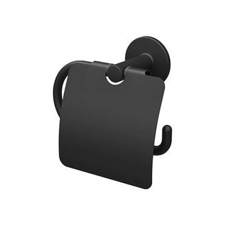 Lenz Papierhalter Nero in Schwarz-matt - Mit Deckel - Wandmontage - Zum Bohren oder Kleben - Hochwertige Verarbeitung mit Anti-Fingerabdruck Oberfl&auml;che - 4