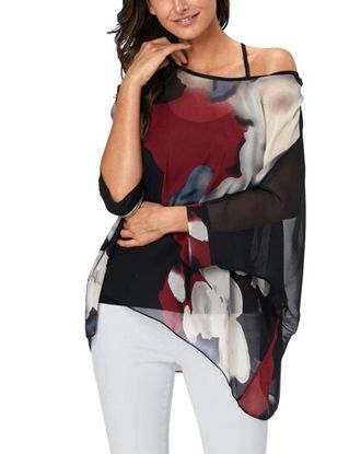 Minetom Damen Sommer Chiffon Bluse Strand Beil&auml;ufige T Shirt Lose Hemd Oversize Oberteile Tuniken Tops Strandponcho Bikini Cover Up Stil 02 Einheitsgr&ouml;&szlig;e