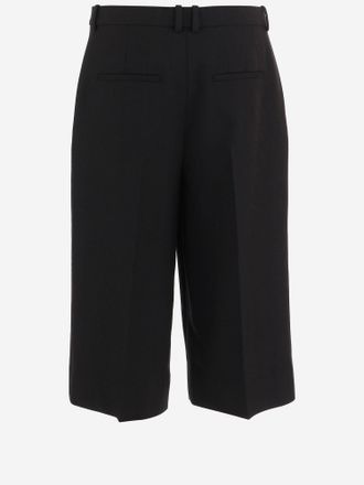 Saint Laurent Womens Cropped Wool Trousers With Pleats Black