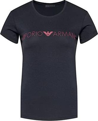 Emporio Armani T-shirt pour femme 163139 0A317, manches courtes, col rond, bleu foncé, Medium