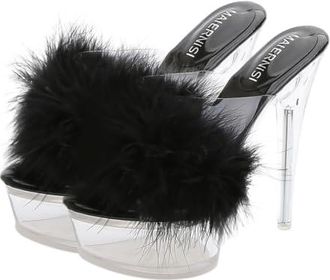 Garneck Sandales &agrave; Talons Hauts Design &Eacute;l&eacute;gant pour Femme Taille 37 Pantoufles Faciles &agrave; Porter Noir Usage Quotidien Et Soir&eacute;es