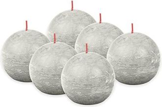 Bolsius Bolsius Rustik Kugelkerze - Hellgrau - 6 Stück - Ø 7.6 cm - Dekorative Kerze - Länge Brenndauer 25 Stunden - Unparfümierte - Enthält Natürliches Pflan