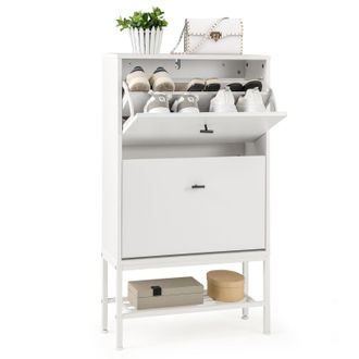 Giantex Schuhschrank mit Einlegeboden, versteckte Schuhaufbewahrung mit 2 Schubladen, Halterung aus Metall, verstellbare Füße, für Hausschuhe, Turnschuhe, Abs